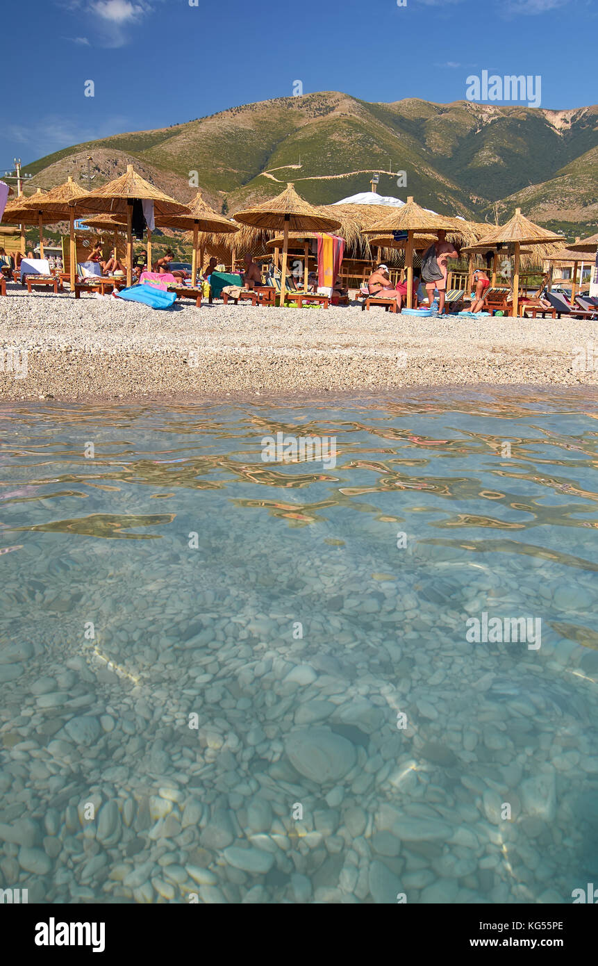 Ich plazhi borshit - borsh Strand, Saranda, Albanien Stockfotografie ...