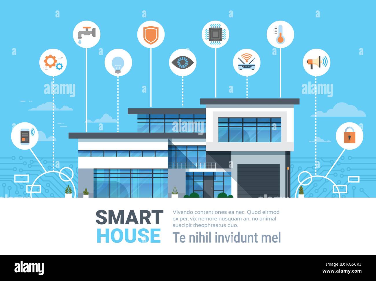 Smart Home Konzept Infografiken modernes Haus Technik system mit ...