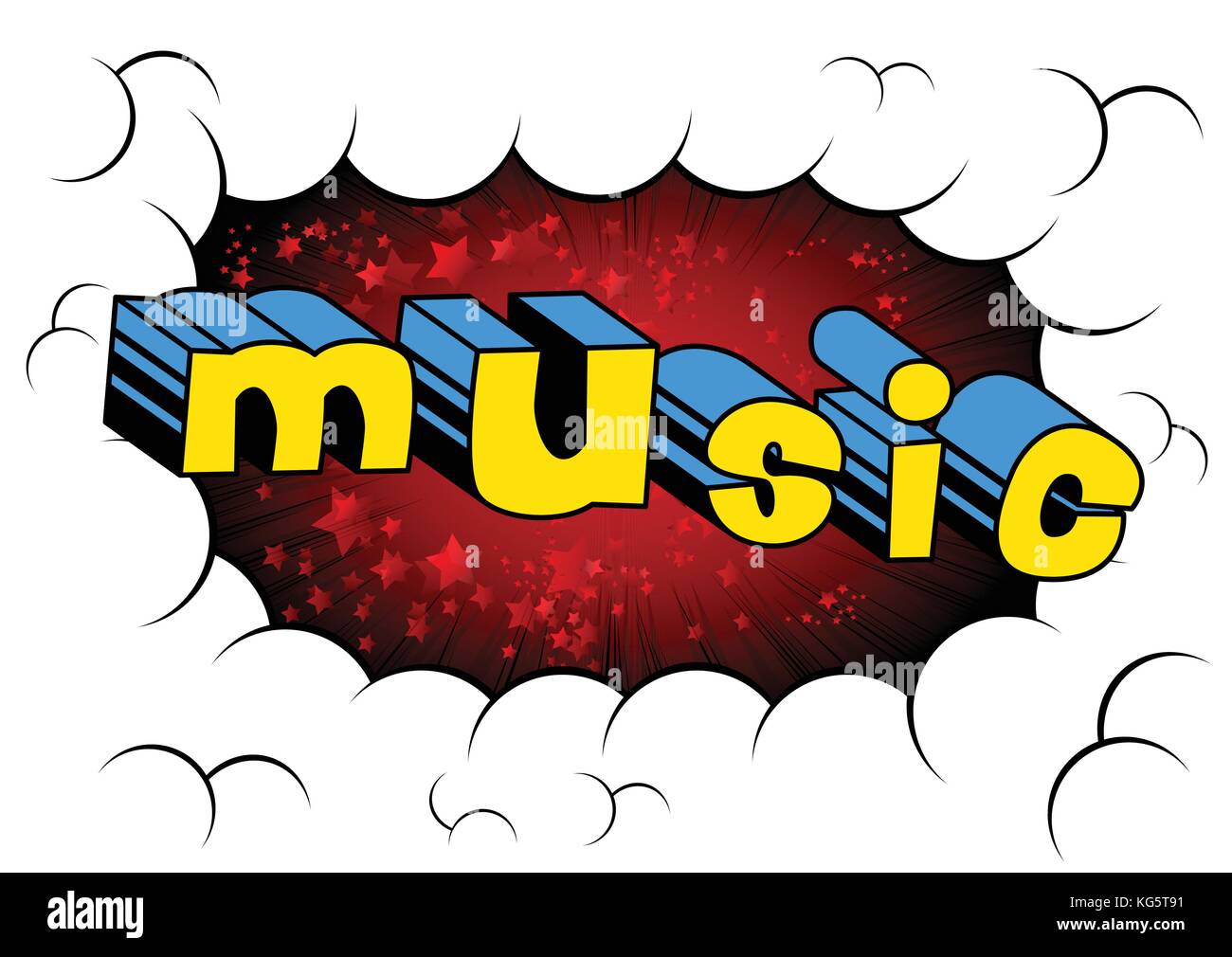 Musik - Comic-Buch-Stil Wort auf abstrakten Hintergrund Stock ...
