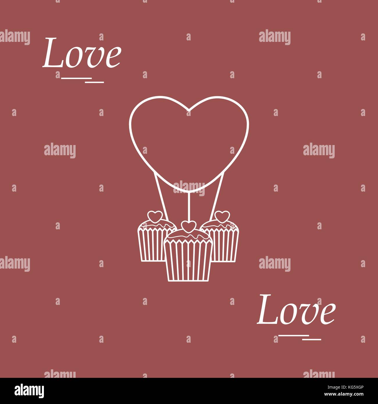 Cute Vector Abbildung: Liebe Symbole: Herz Luftballon Symbol und drei ...