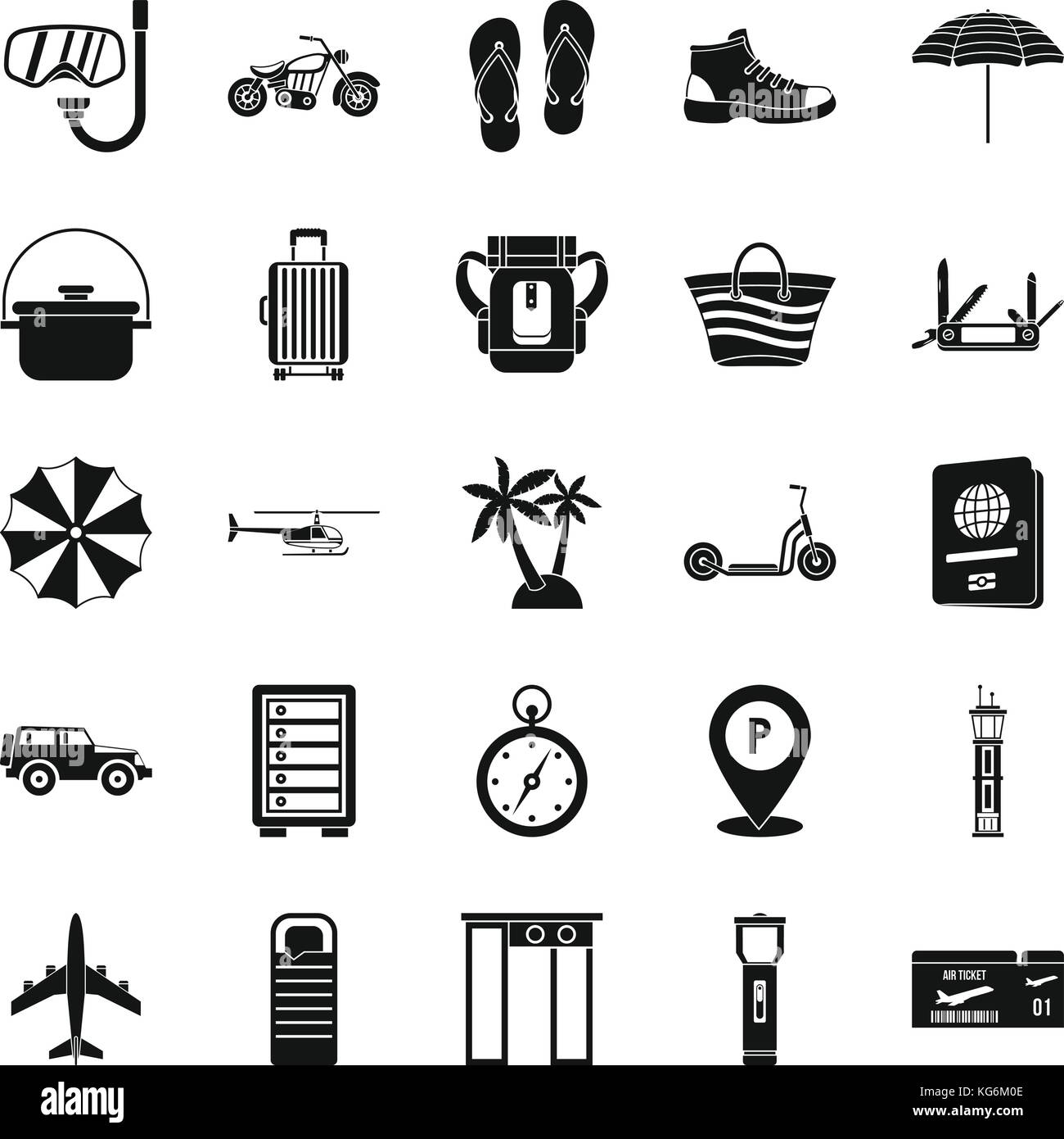 Tour Guide Symbole gesetzt, einfachen Stil Stock-Vektorgrafik - Alamy