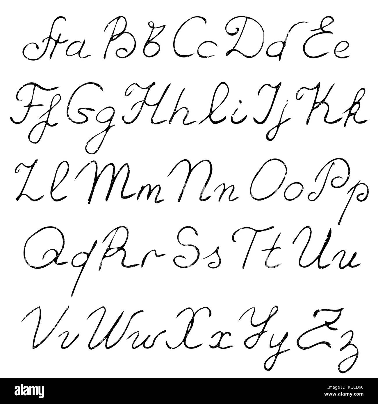 Vektor echten Hand Alphabet, Groß- und Kleinbuchstaben Stock ...