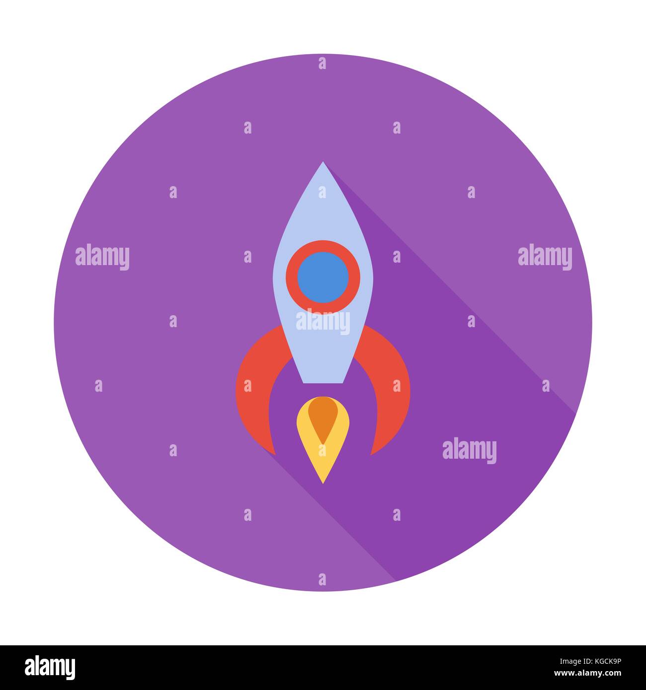 Rakete-Symbol. Flache Vektor zugehörige Symbol mit langen Schatten für ...