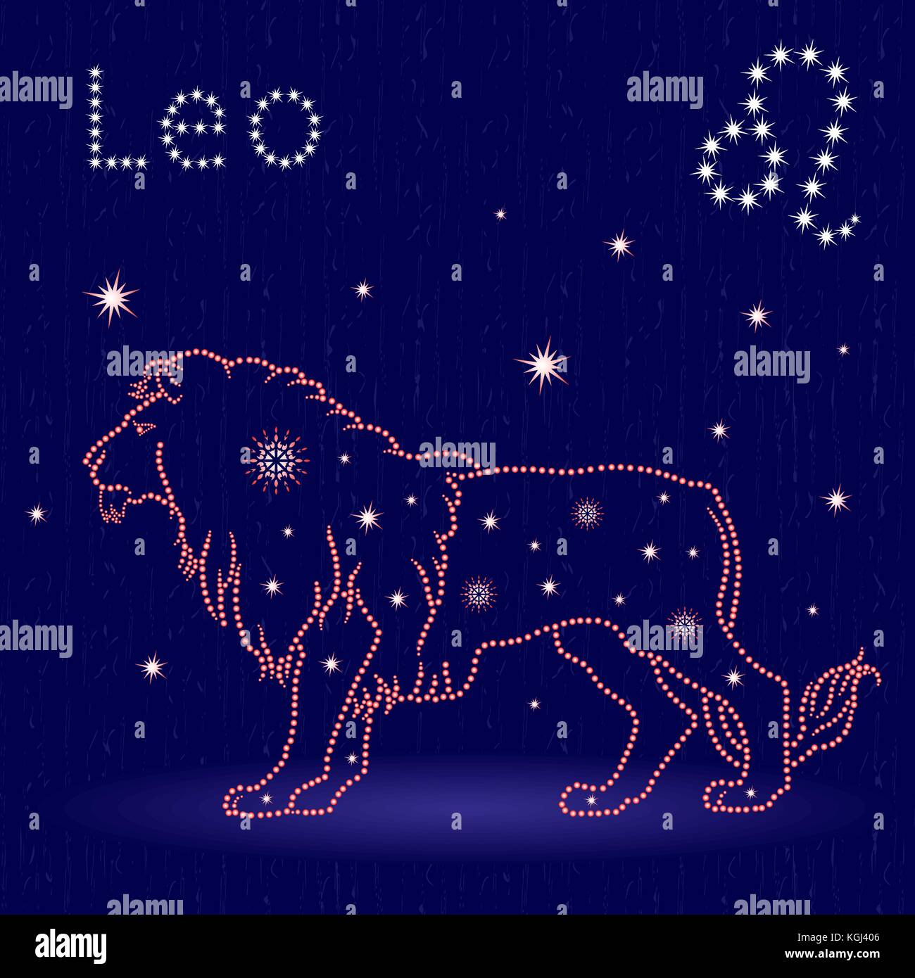 Sternzeichen Löwe auf der Sternenhimmel, Hand gezeichnet Vector ...