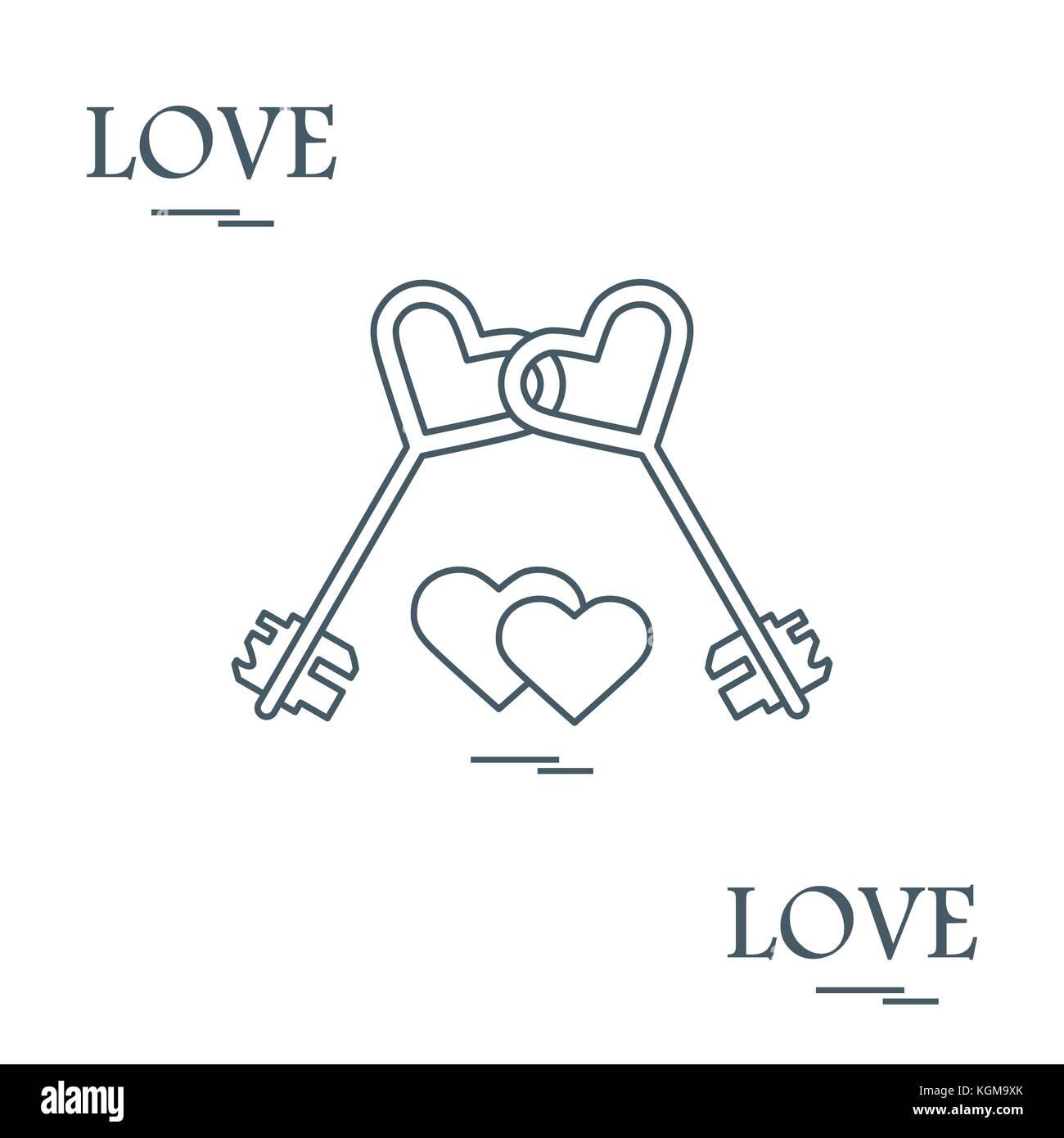 Cute Vector Abbildung: Liebe Symbole: Herz Schlüssel Symbol und zwei ...