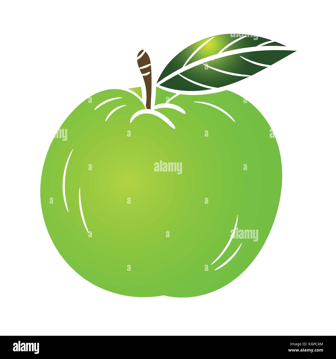 Abbildung: Apfel Grün auf weißem Hintergrund - Vector Illustration ...
