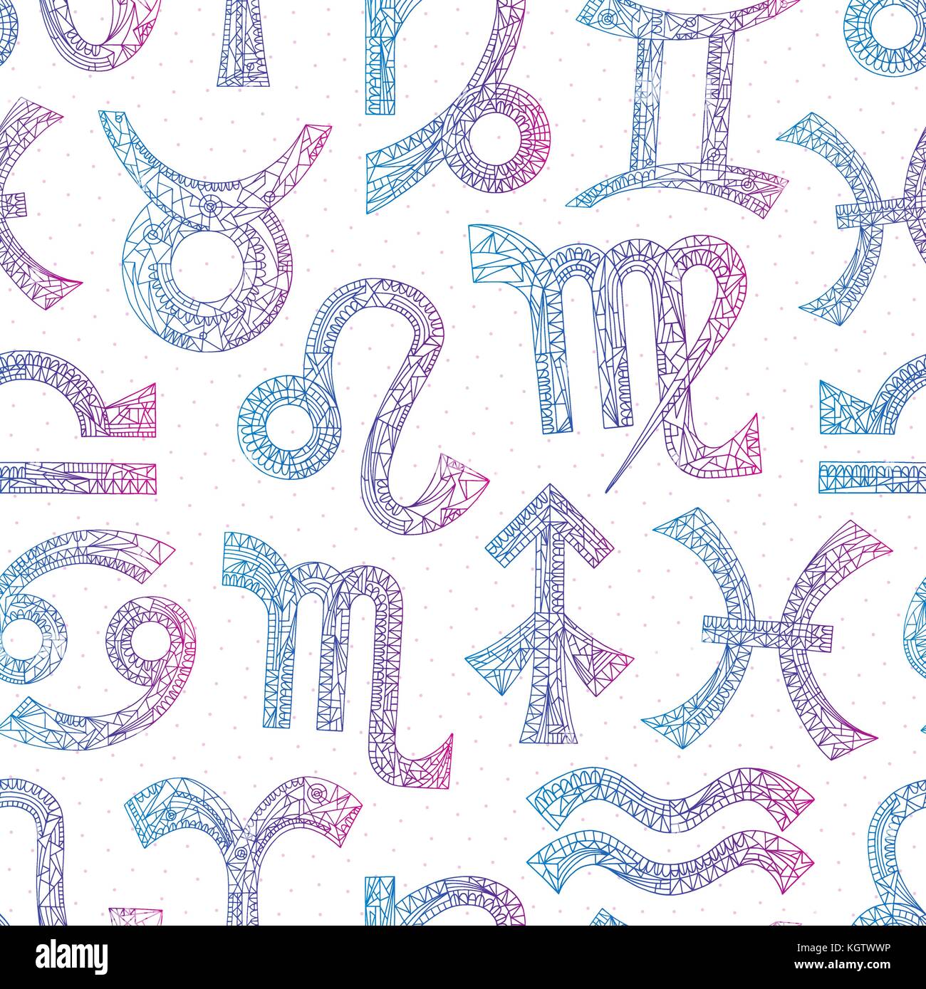 Sternzeichen nahtlose Muster. Horoskop magische Symbole Hintergrund ...
