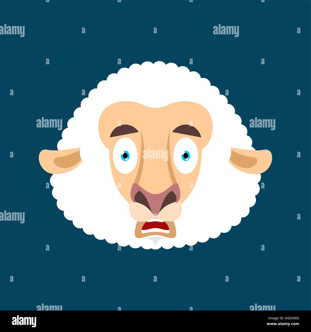 Schafe Angst omg Gesicht Avatar. Ewe oh mein Gott emoji. erschrocken ...