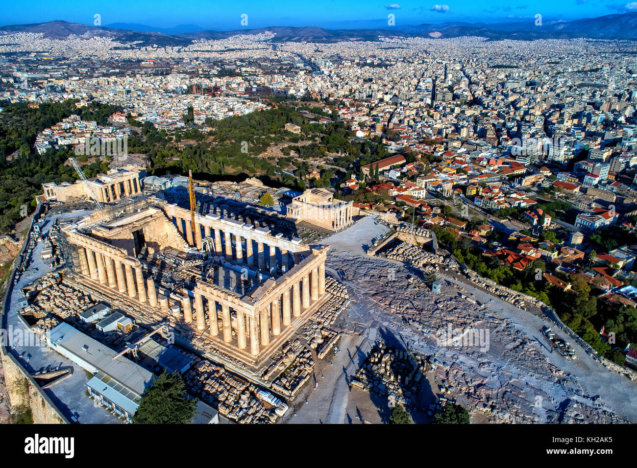 Luftbild des Parthenon und die Akropolis in Athen, Griechenland ...
