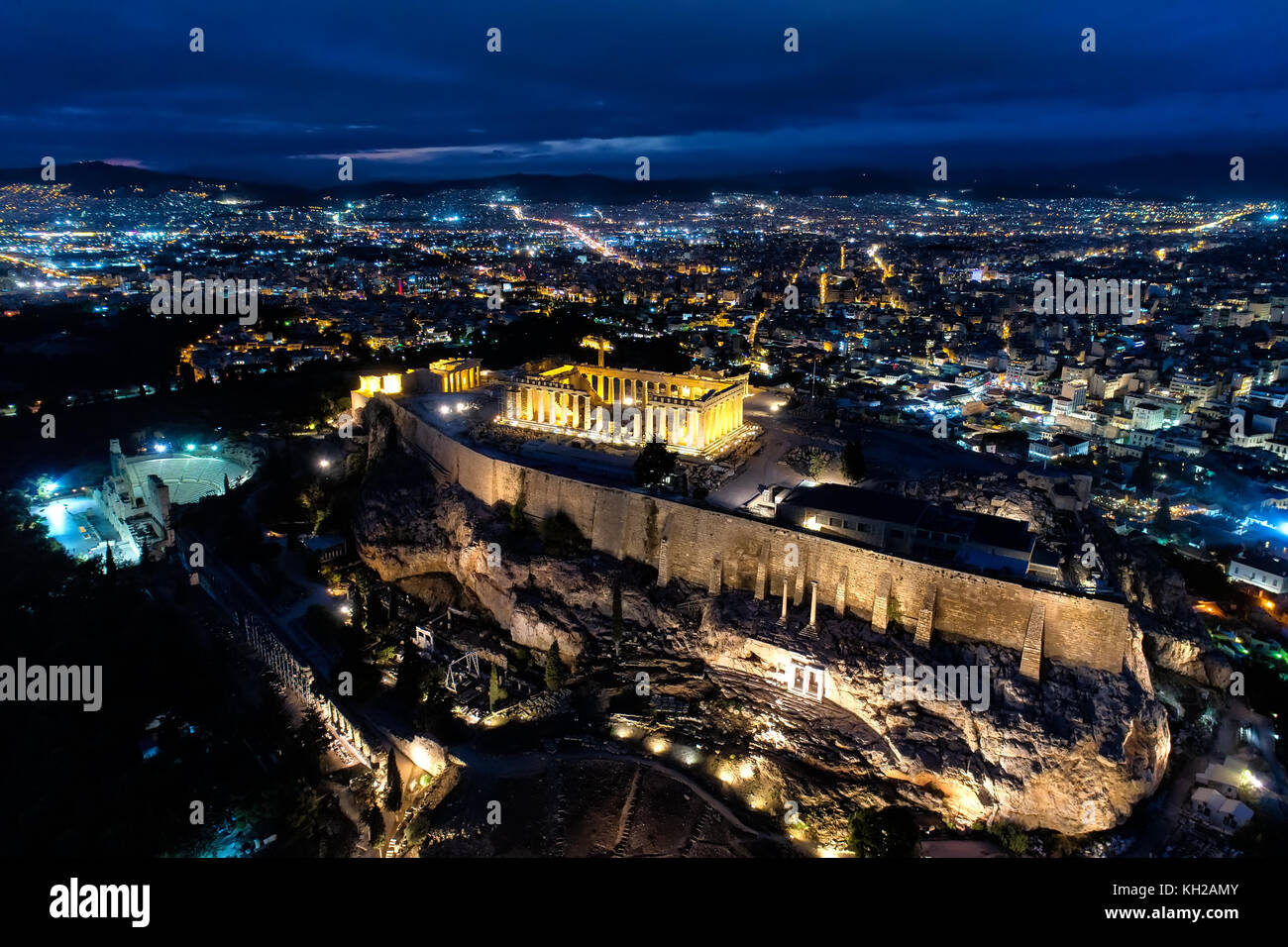 Luftbild des Parthenon und die Akropolis in Athen, Griechenland ...
