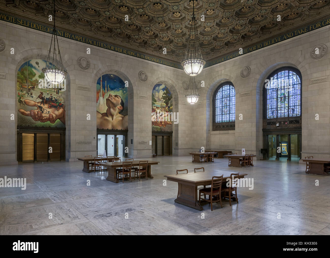 Adam Strohm Hall, das ursprüngliche Buch im Kreißsaal, im Detroit ...