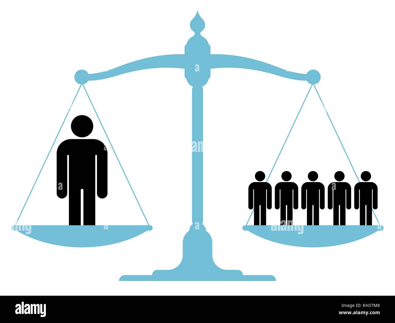 Classic retro Waage mit Mann Abbildung und Gruppe von Menschen ...