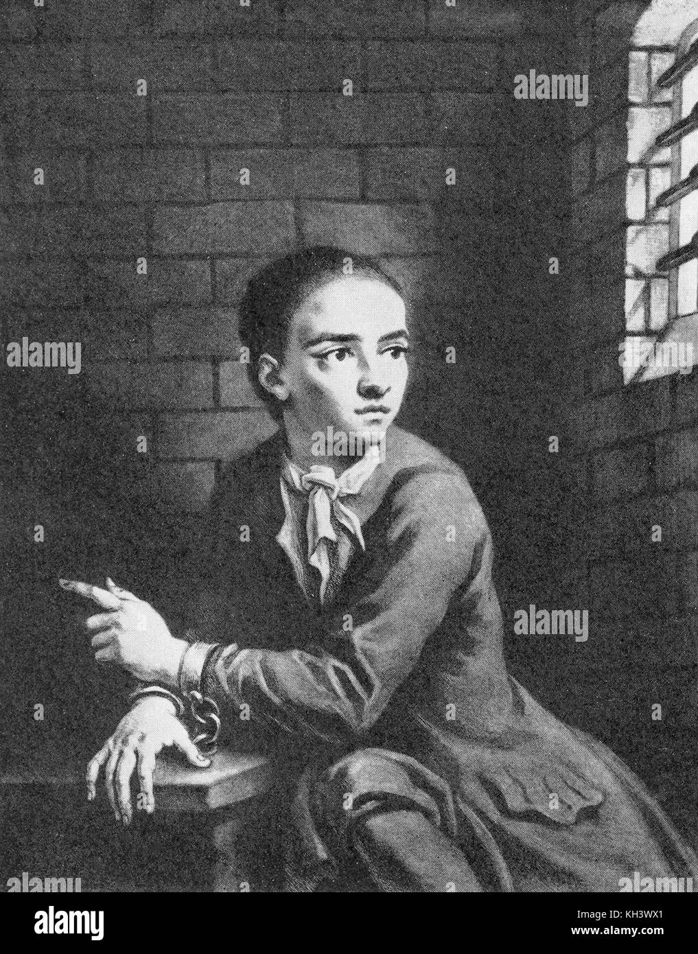 Jack Sheppard, im Newgate Gefängnis, wartet auf die Hinrichtung, Jack ...