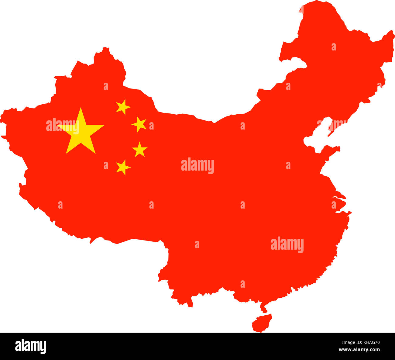 Karte von China mit den Farben der chinesischen Flagge Stockfotografie ...