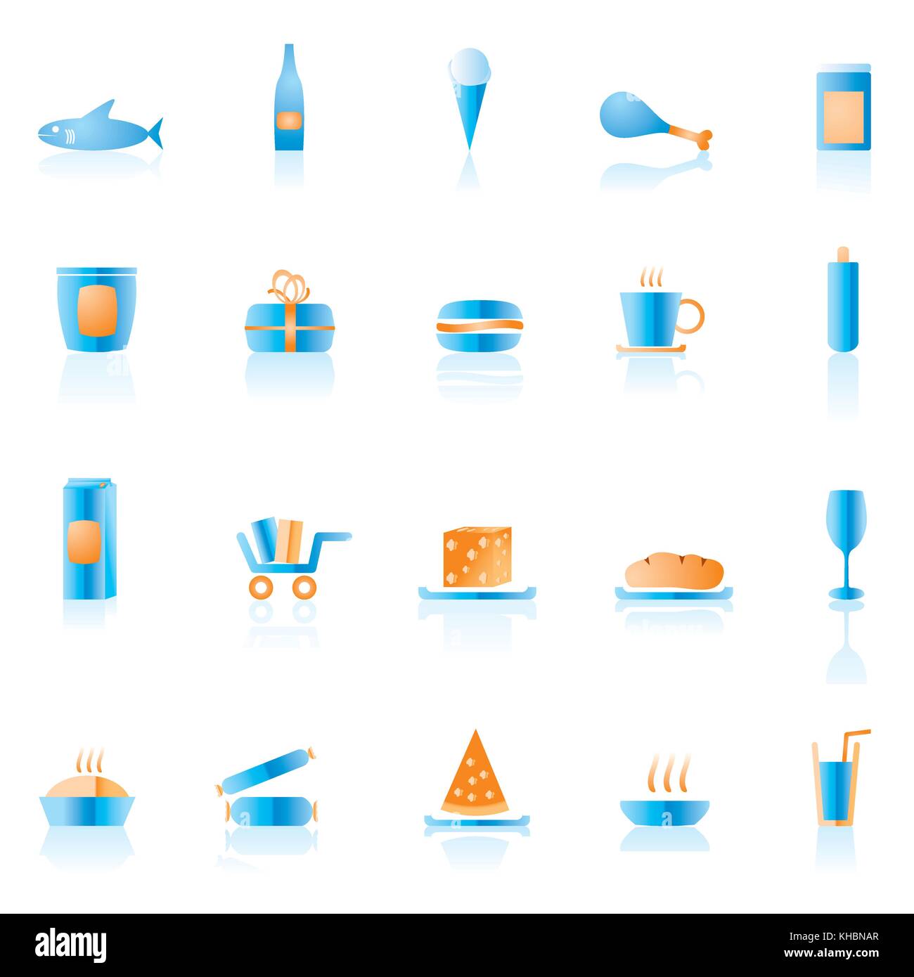 Einkaufen, Essen und Trinken Symbole - Vektor Icon Set Stock ...