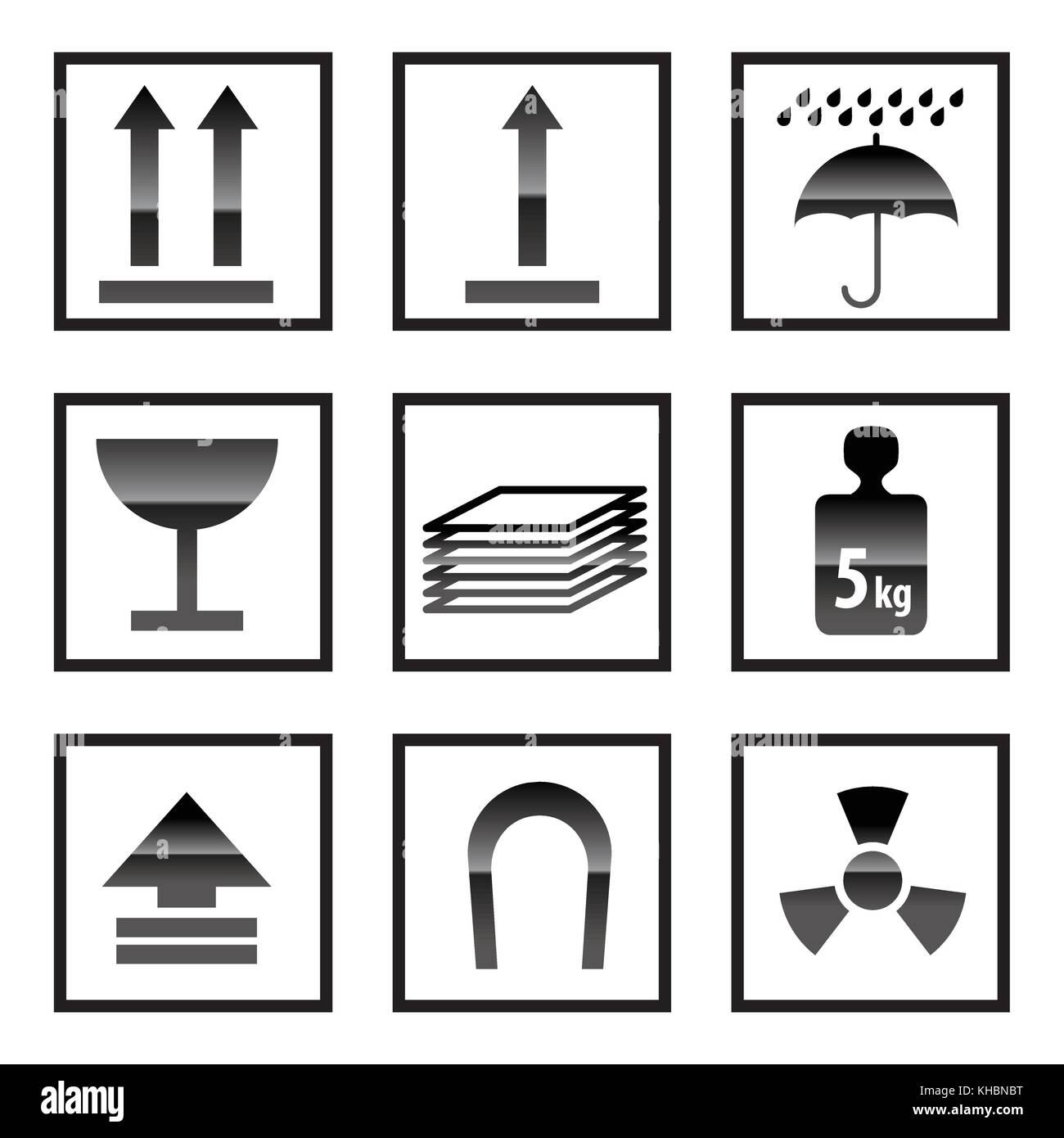 Versandkarton und Zeichen Symbole - Vektor Icon Set Stock-Vektorgrafik ...