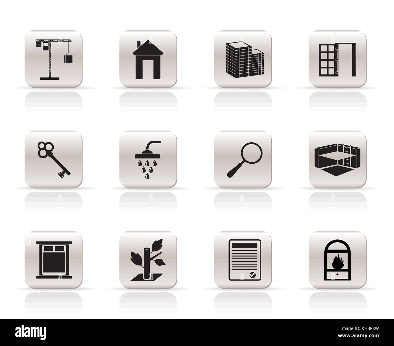 Einfache Immobilien Symbole - Vektor Icon Set Stock-Vektorgrafik - Alamy