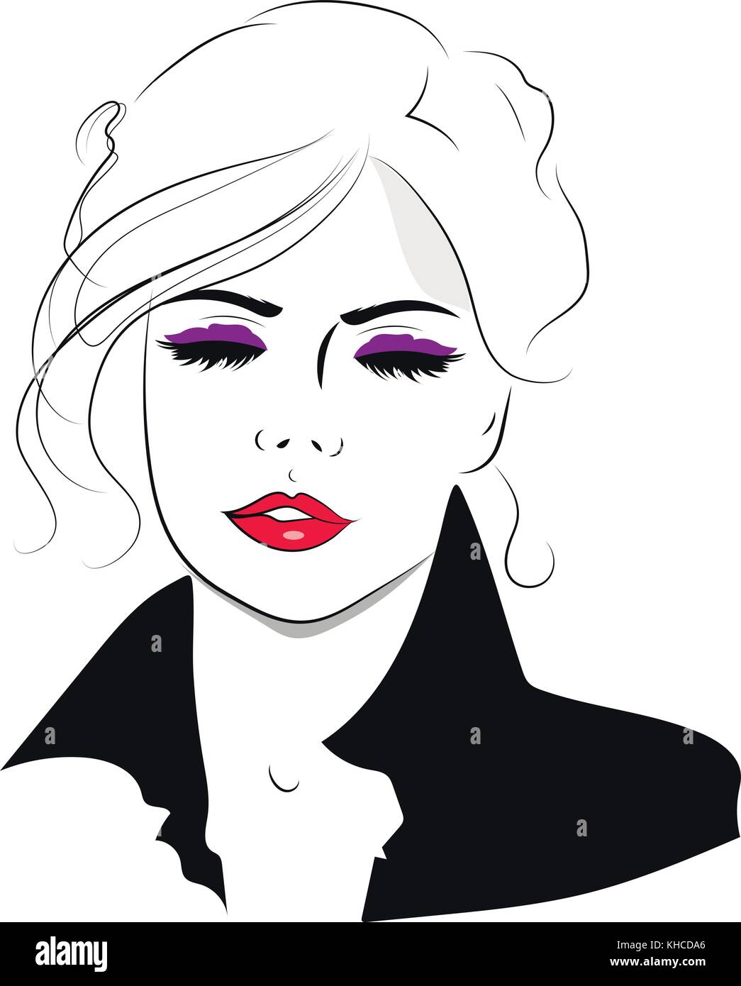 Schöne hand gezeichnete Mädchen mit Frisur. mode Frau Skizze Stock ...