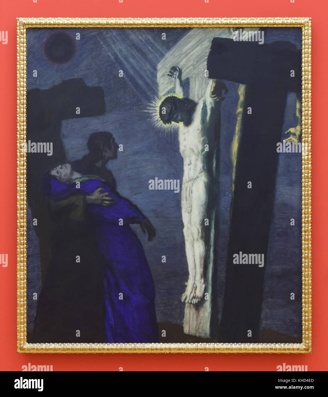 Gemälde "Die Kreuzigung Christi" (1913) von Deutschen symbolistische Maler Franz von Stuck im ...