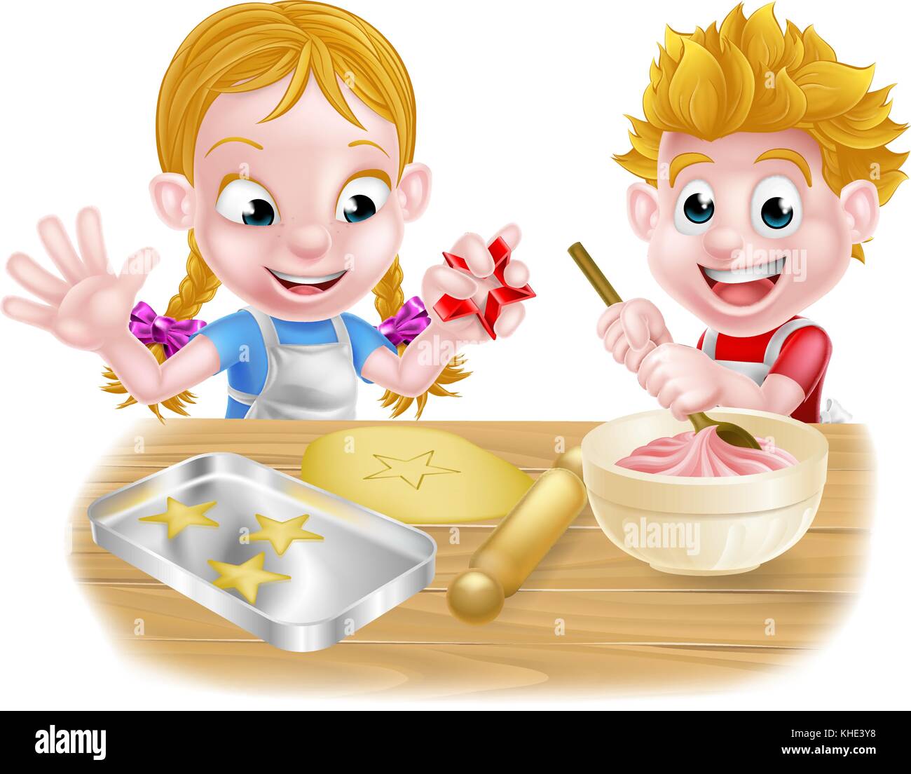 Illustration kids baking cookies -Fotos und -Bildmaterial in hoher ...
