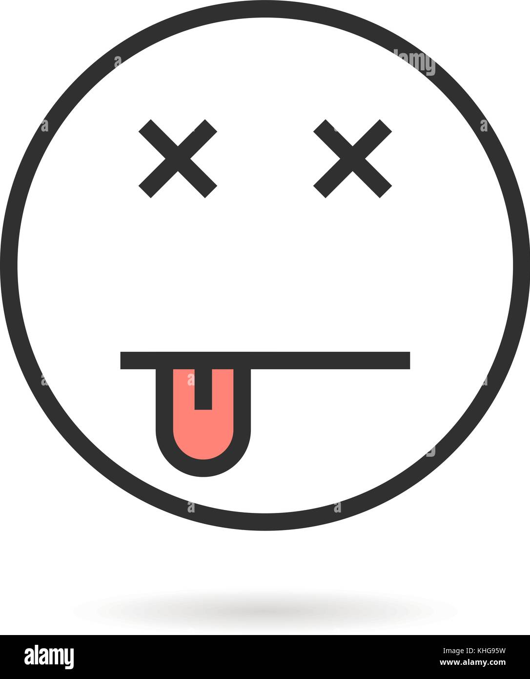 Tot dünne Linie Emoji Icons mit Schatten Stock-Vektorgrafik - Alamy