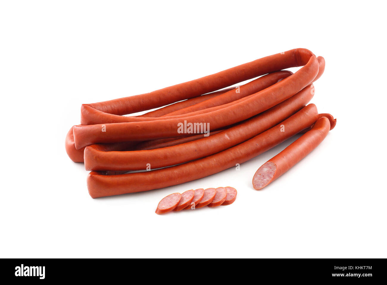 Wurst auf einem weißen Hintergrund Stockfotografie - Alamy