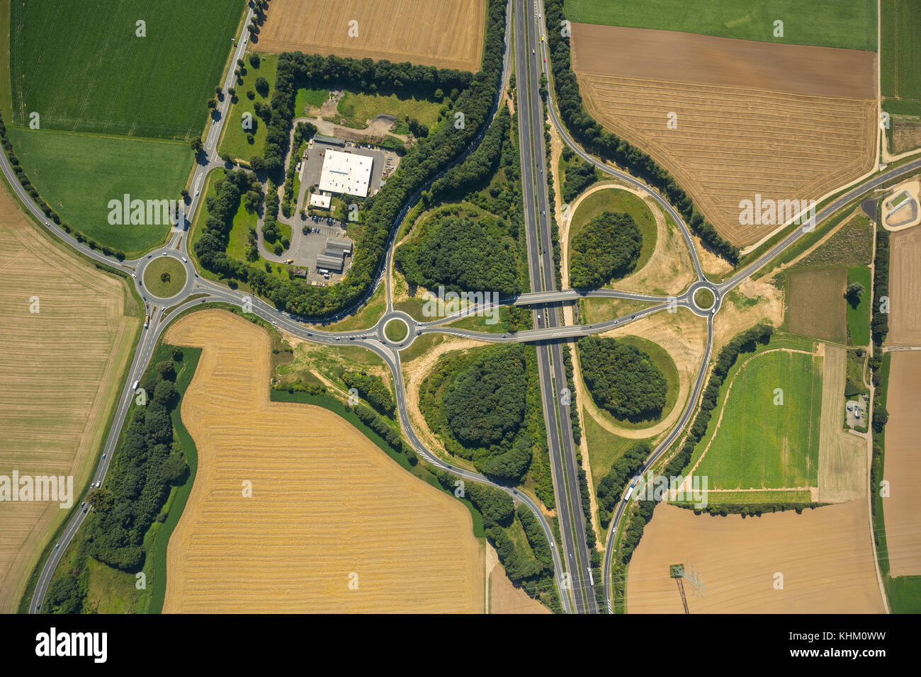 Autobahn A44 Ausfahrt Jülich-West, Kleeblatt mit Kreisverkehr, Jülich ...