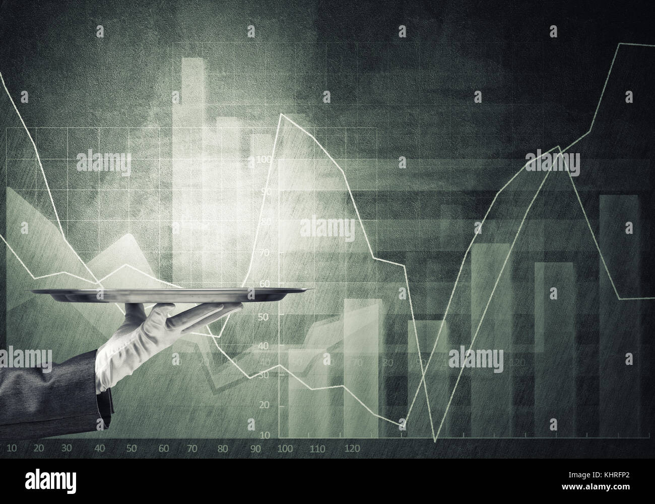Kellner Hand in weißen Handschuh Vorlage Leeres Fach und Dynamik der ...