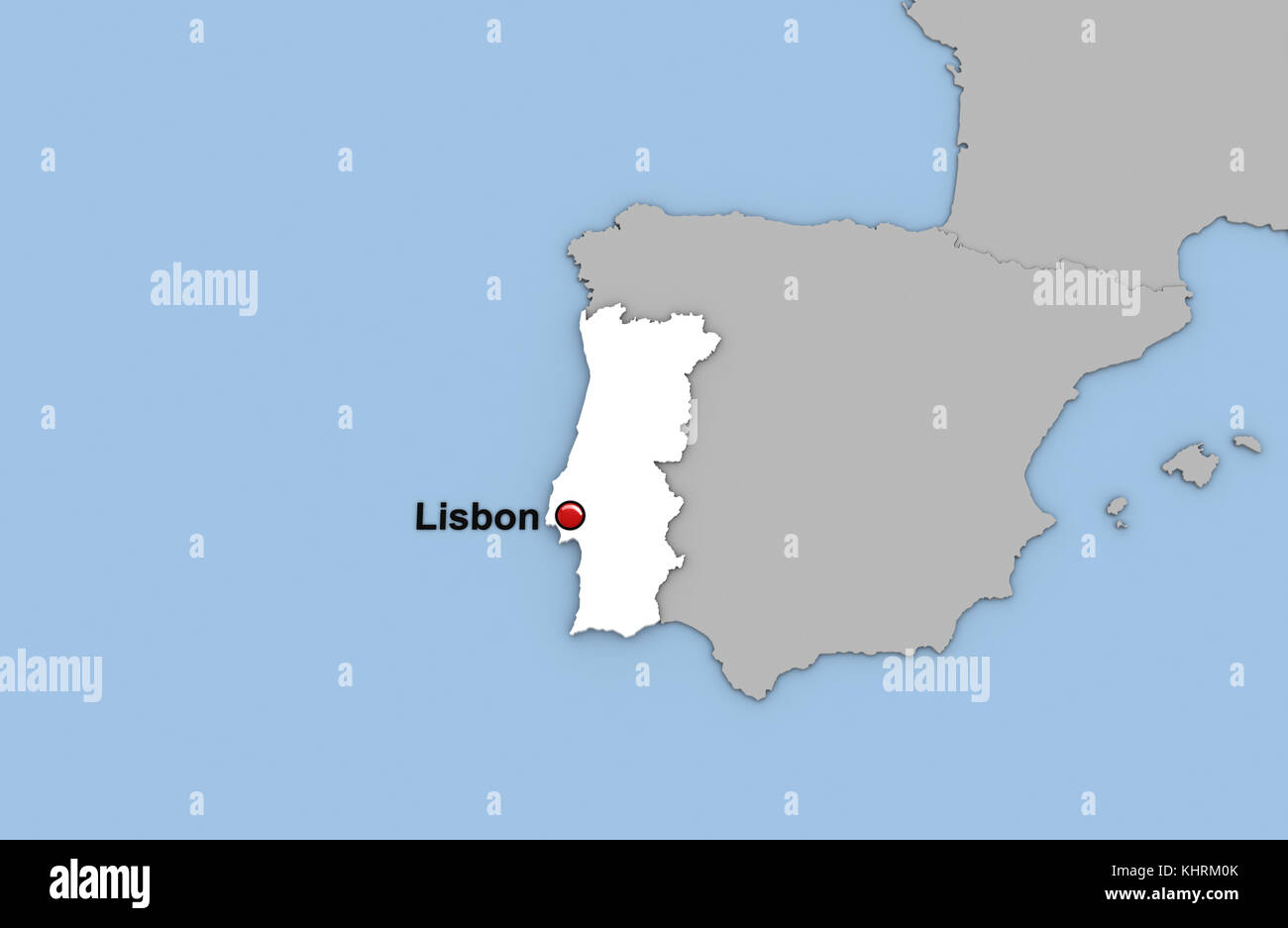 Abstrakte 3D-Render von Karte von Portugal in der Farbe weiß und die ...