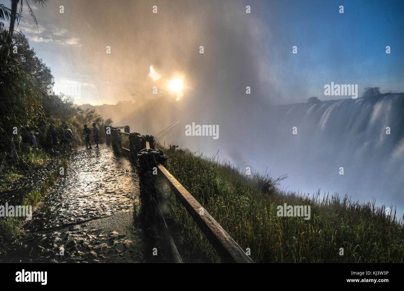 Victoria Falls, auf dem Sambesi Fluss an der Grenze zwischen Sambia und ...