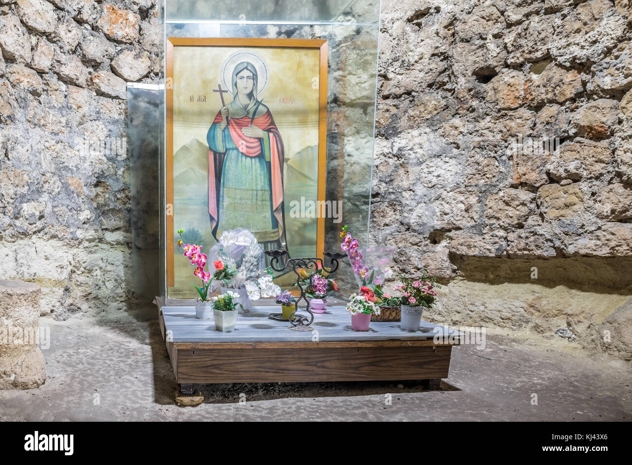 Saint Meryem (Mary, Marie) Fresken in der Apsis von Aya Tekla unterirdische Höhle Kirche auch ...