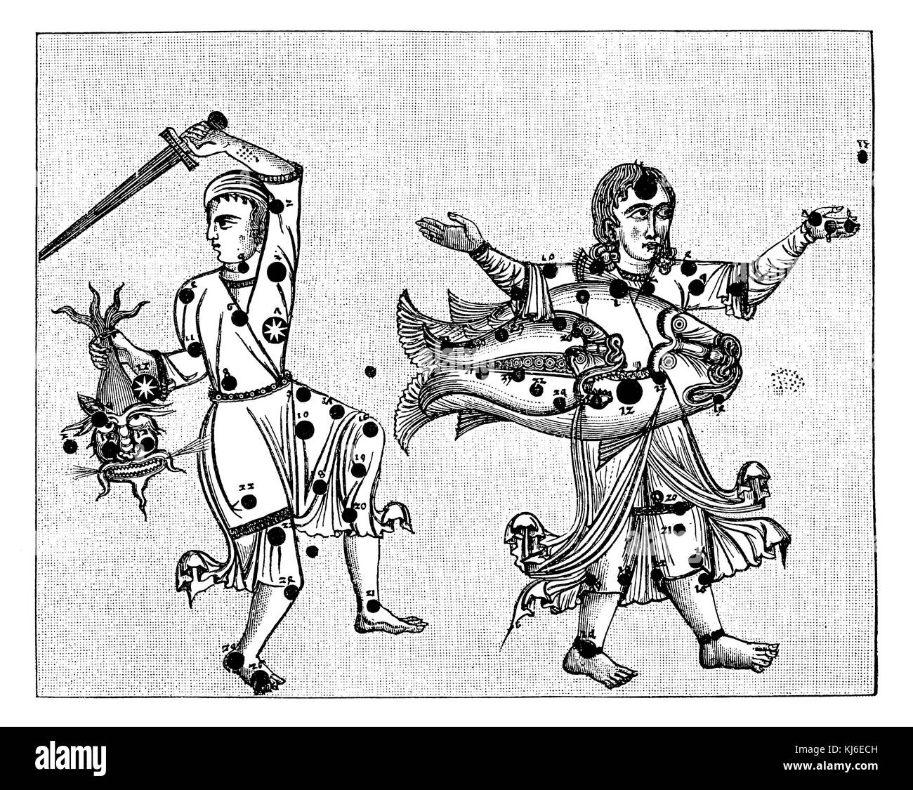 Darstellung der sternbilder Perseus und Andromeda (Darstellung der ...