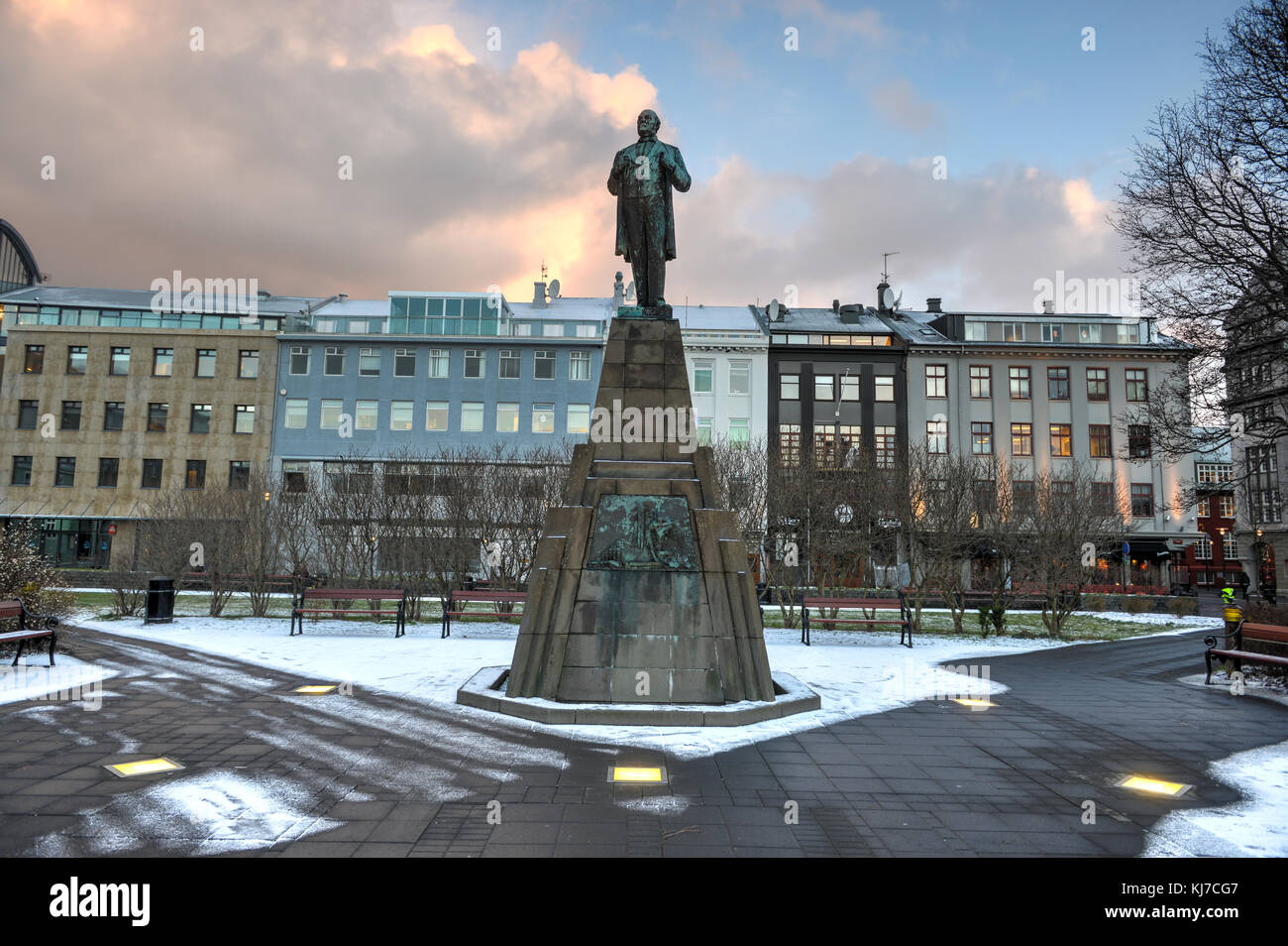 Jon sigurdsson Denkmal im Zentrum von Reykjavik, Island. Führer des 19 ...