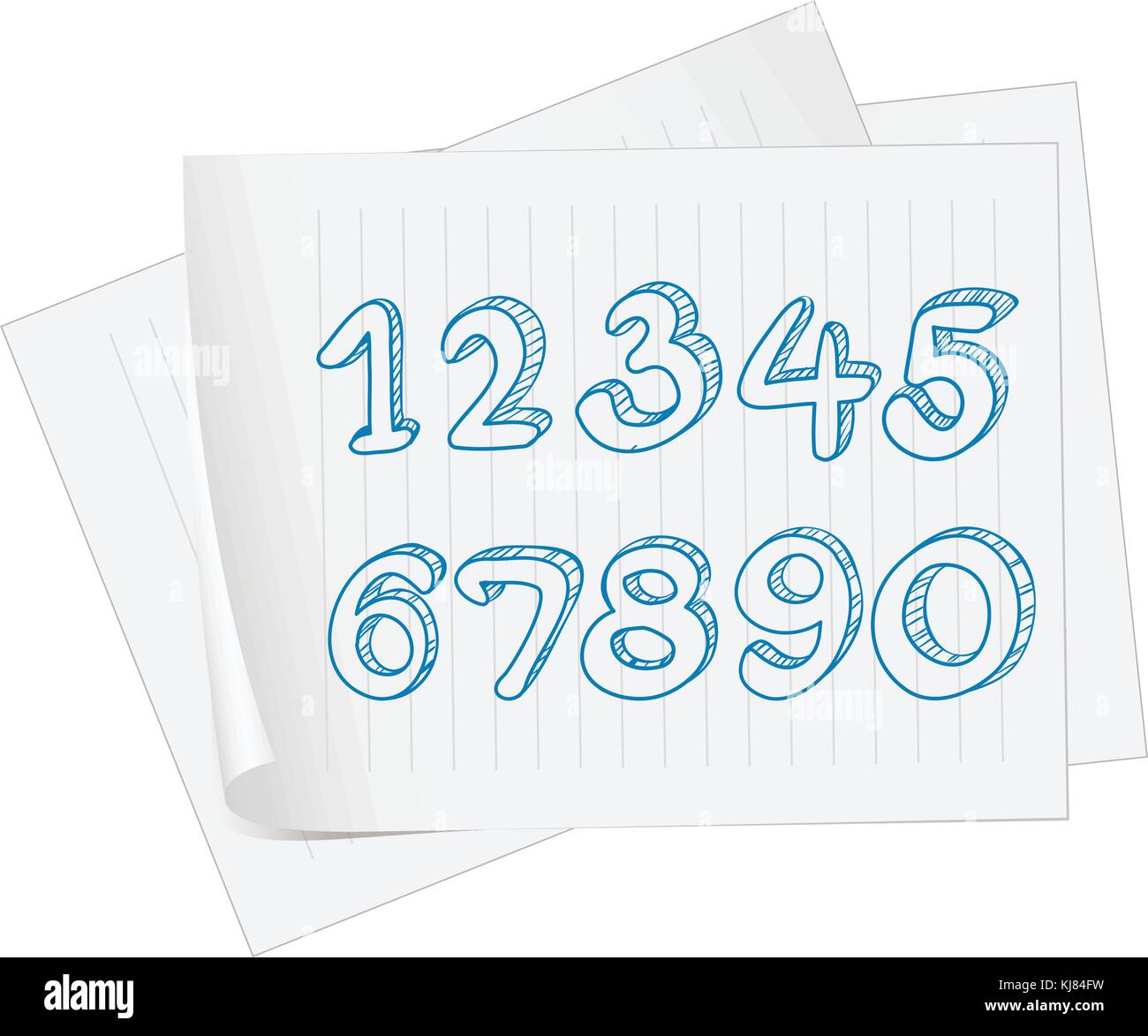 Abbildung: Papier mit einer Zeichnung von Zahlen auf weißem Hintergrund ...
