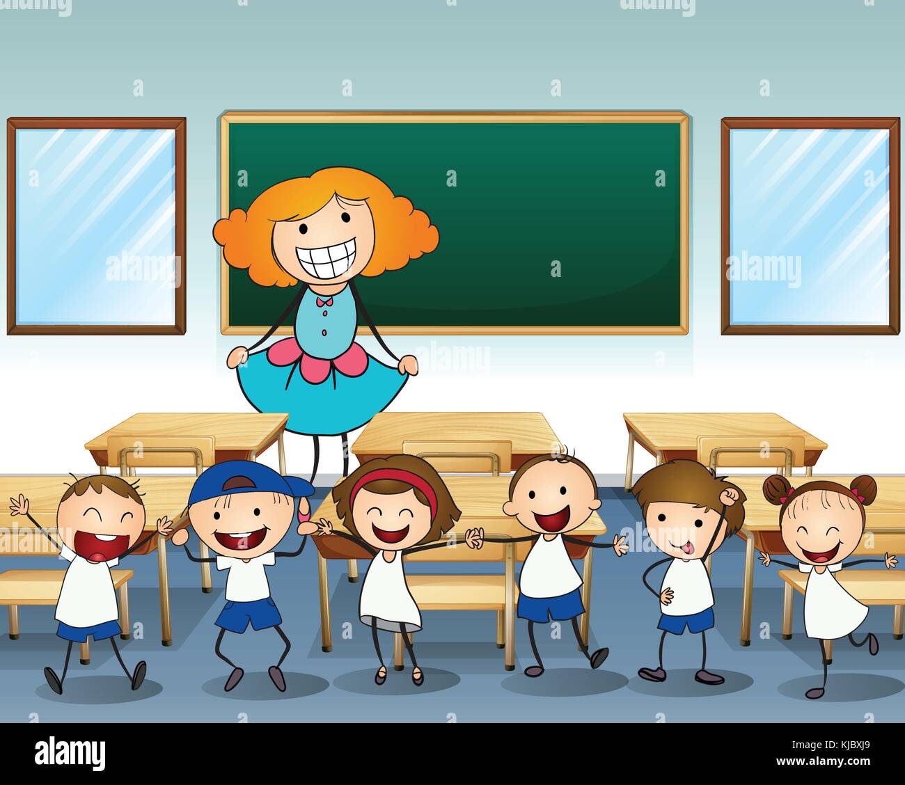 Abbildung Einer Lehrerin Und Ihrem Schüler Stock Vektorgrafik Alamy 