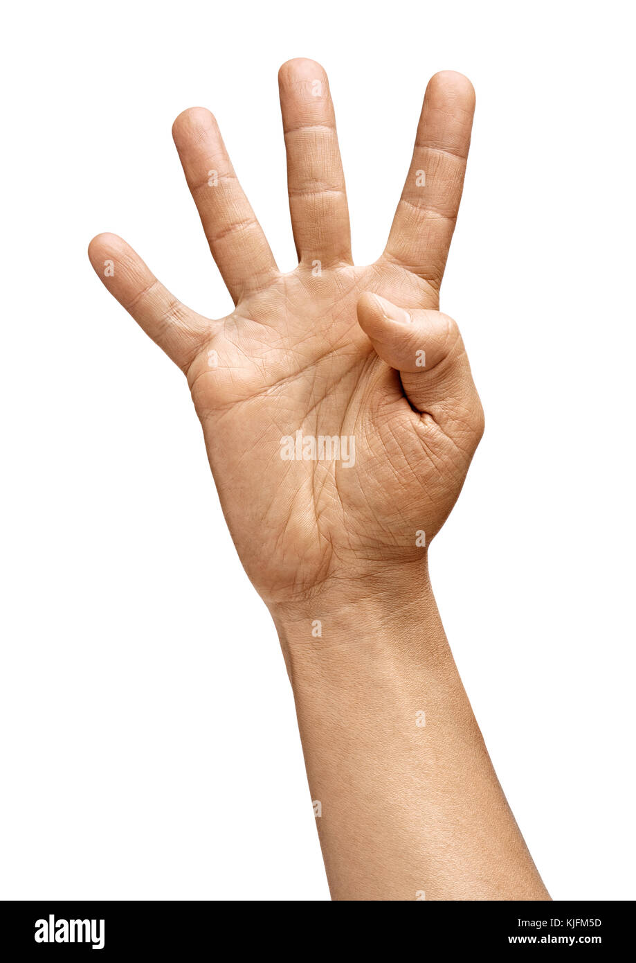 Vier finger gruß Ausgeschnittene Stockfotos und -bilder - Alamy