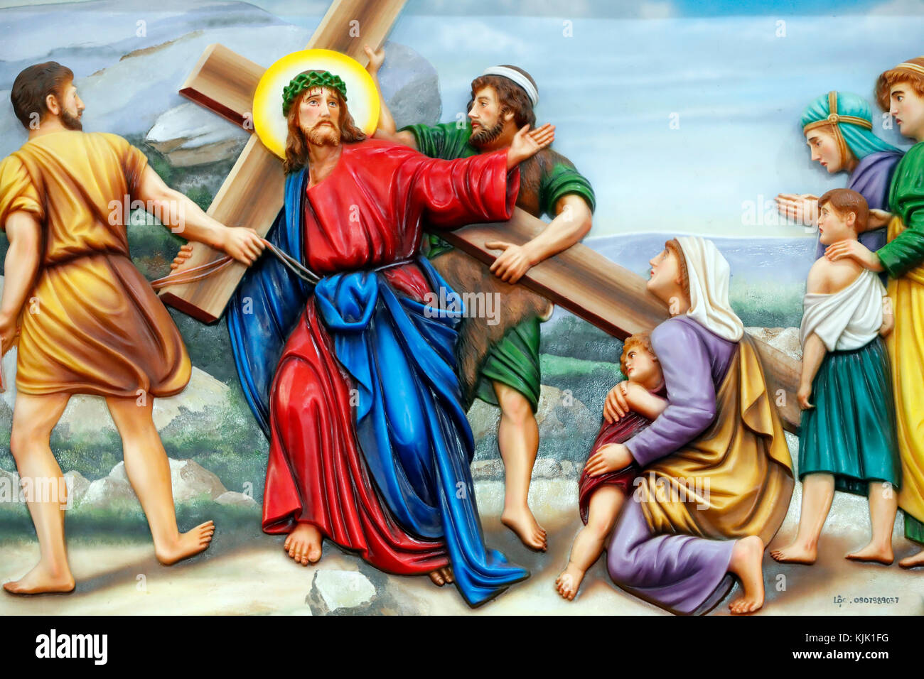 Unsere Liebe Frau von Fatima Kirche. Weg des Kreuzes. Station 8. Jesus begegnet den Frauen von ...