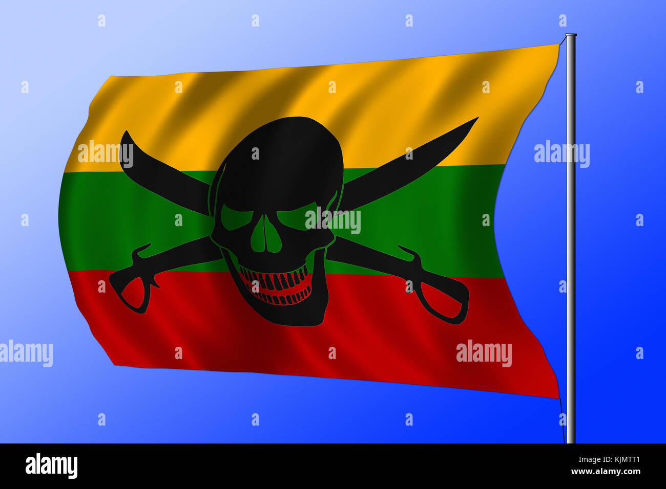 Winkende litauischer Flagge kombiniert mit der Schwarze Pirat Bild von ...