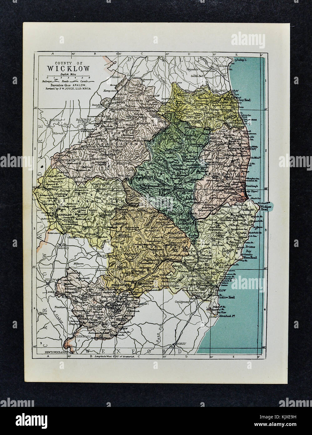 Antike Irland Karte von Wicklow County - arklow Bräute Mizen Head ...