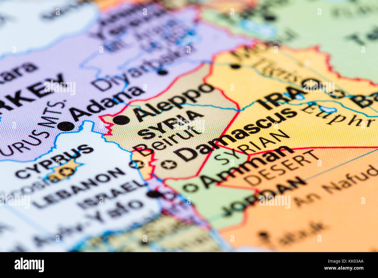 Close up map syria -Fotos und -Bildmaterial in hoher Auflösung – Alamy