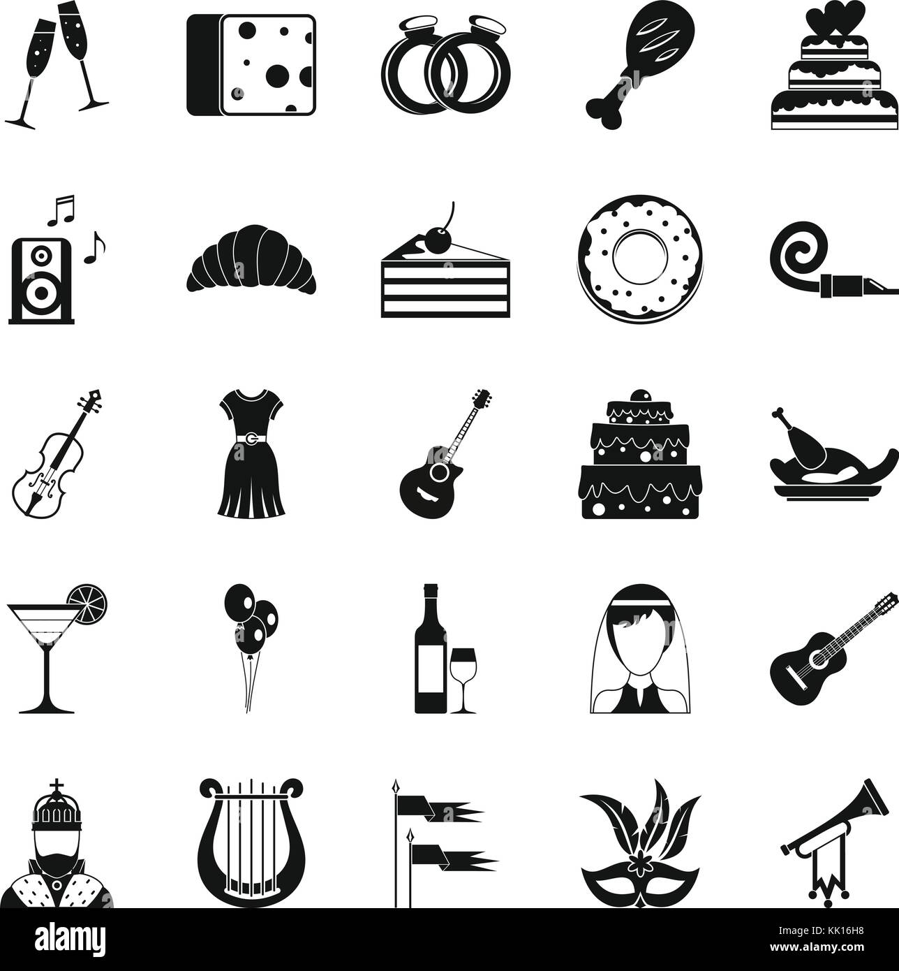 Fest Symbole gesetzt, einfachen Stil Stock-Vektorgrafik - Alamy