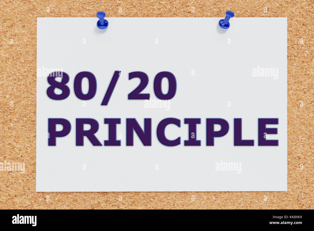 3D-Darstellung der "80/20-Prinzip" auf Kork board Stockfotografie - Alamy