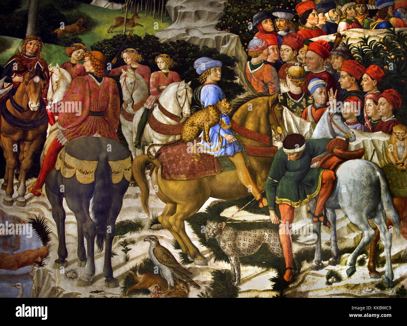 Giuliano de Medici als Teenager mit Leopard. Fresko von Benozzo Gozzoli ...
