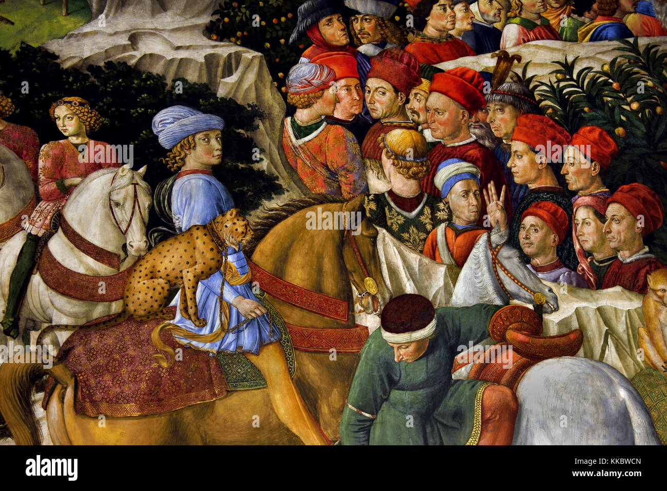 Giuliano de Medici als Teenager mit Leopard. Fresko von Benozzo Gozzoli ...