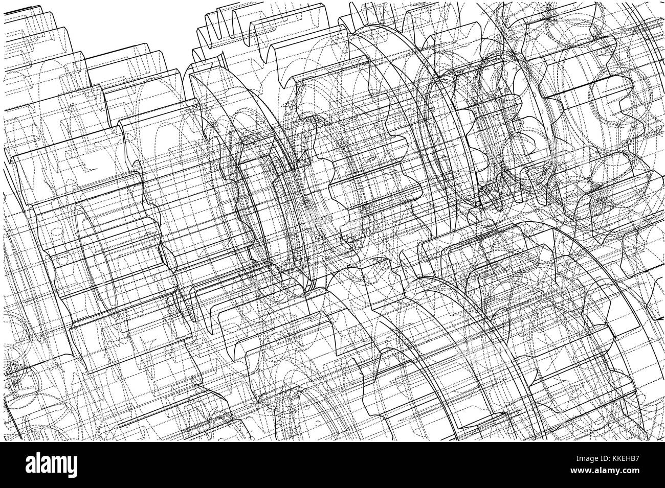 Getriebe Skizze. Vektor Stock-Vektorgrafik - Alamy