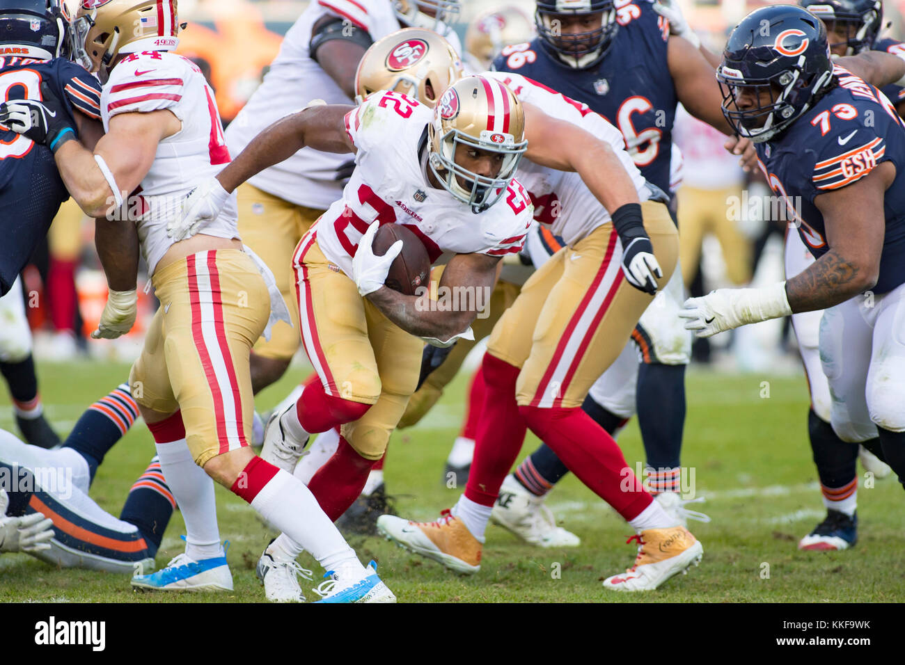 Dezember 03, 2017: Chicago, Illinois, USA - 49ers #22 Matt Breida ...