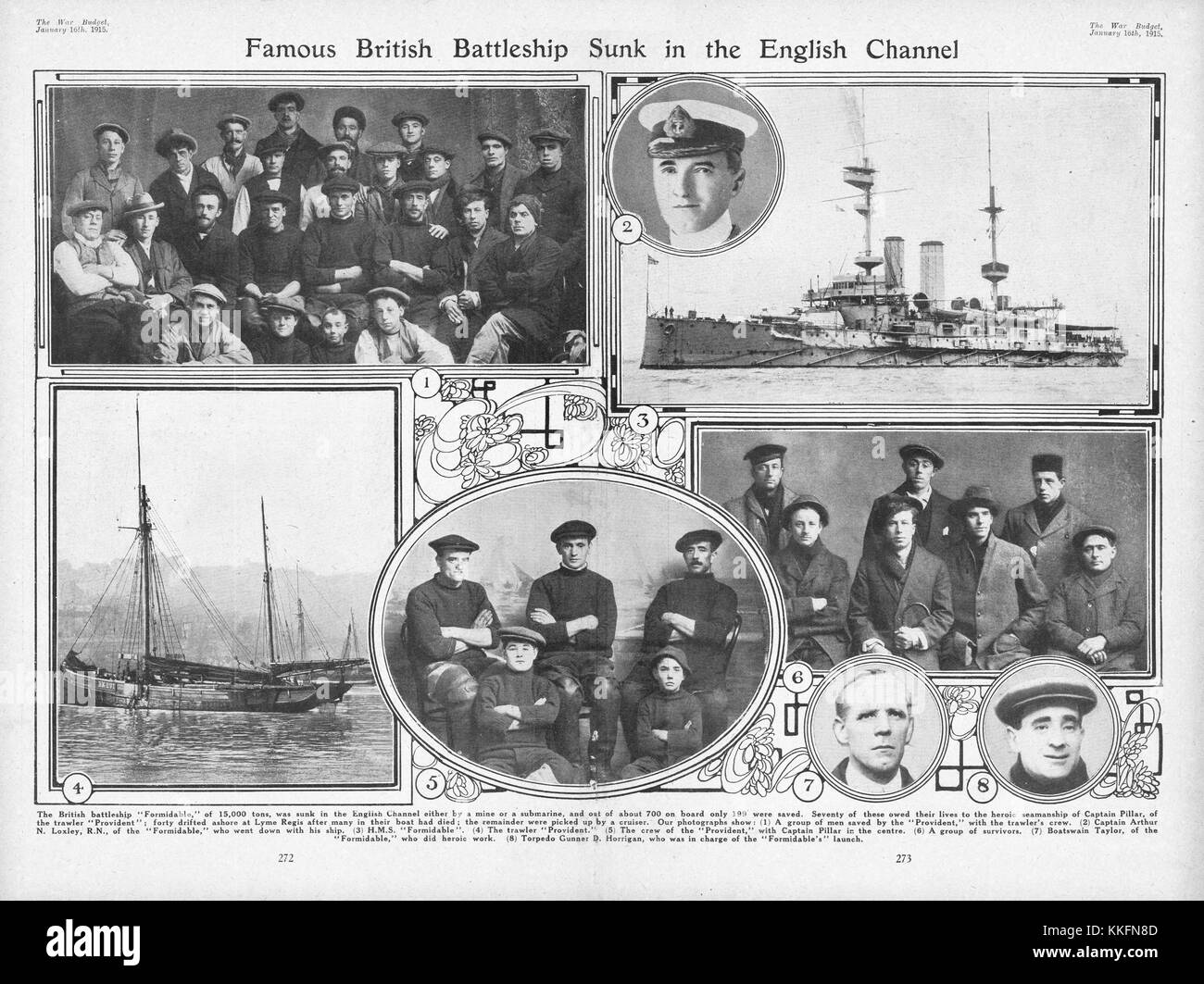 1915 Der Krieg Budget Untergang der HMS Formidable im Englischen Kanal ...