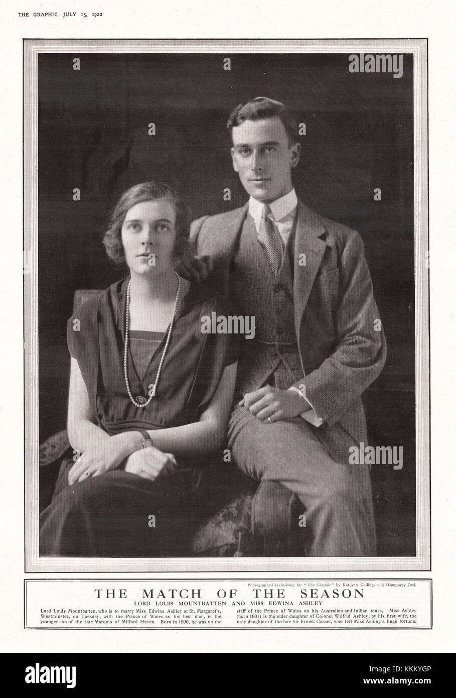 1922 Die Grafik Lord Louis Mountbatten & Miss Edwina Ashley ...