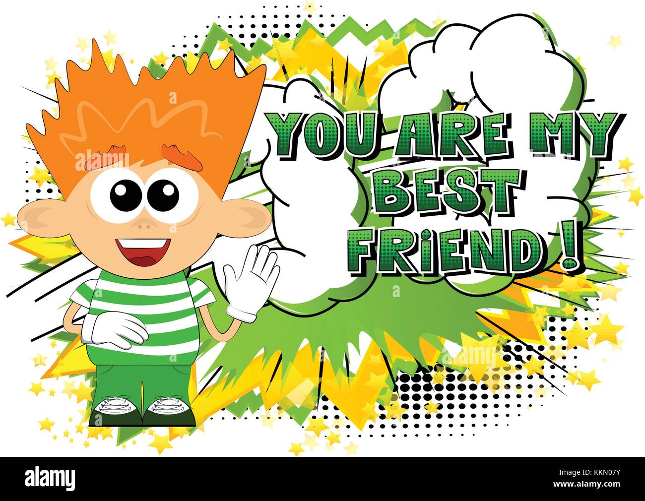 Vektor illustrierte Cartoon Junge mit dir sind mein bester Freund Text ...