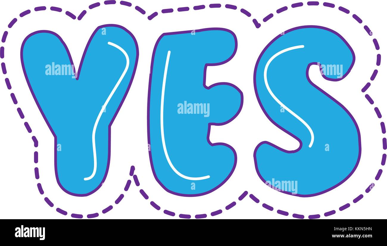 Ja text Kalligraphie Schrift patche Symbol Stil Stock-Vektorgrafik - Alamy